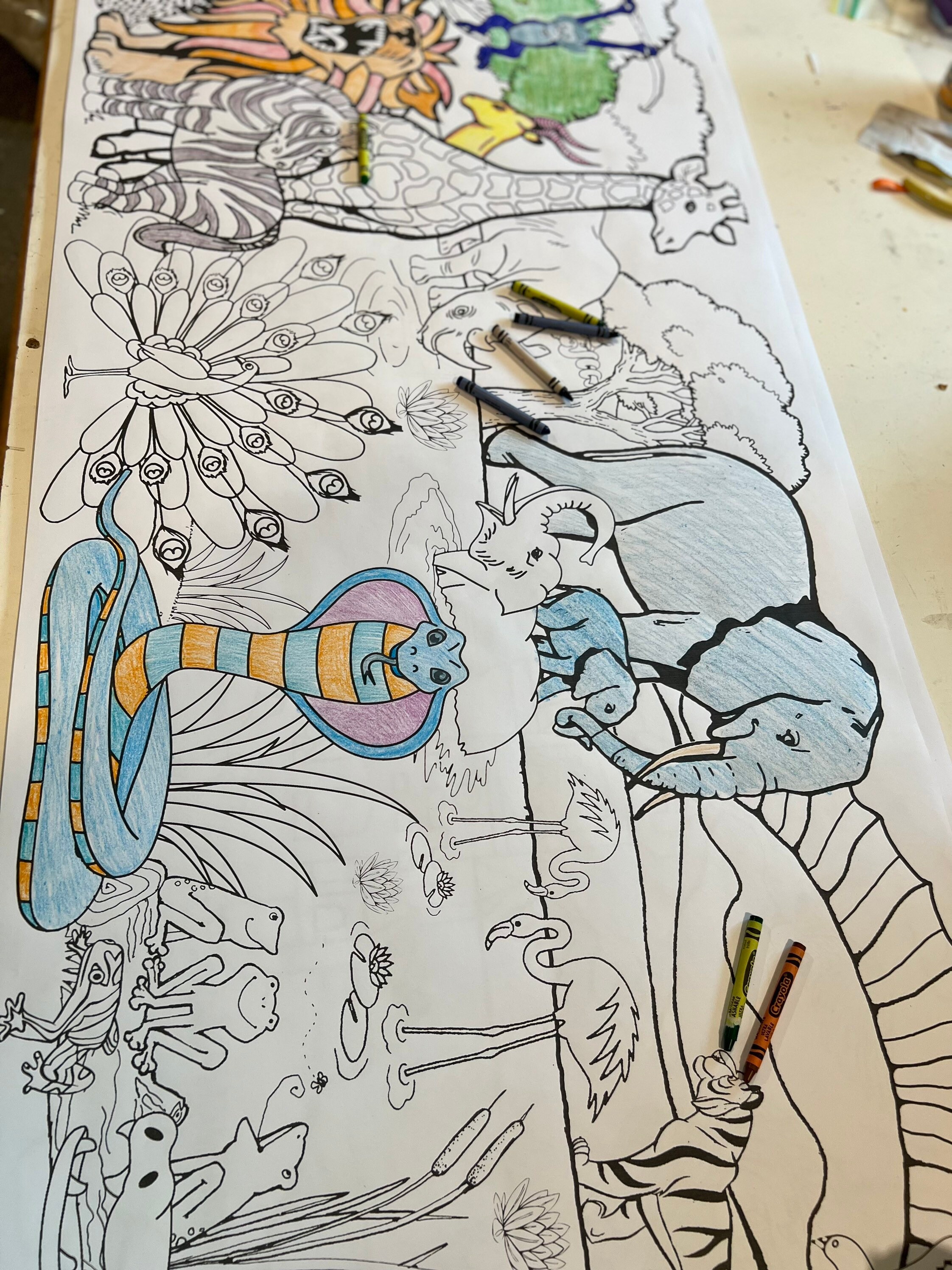 Wild Animals Coloring Activity Banner - Animal Theme Jumbo Activity ...
