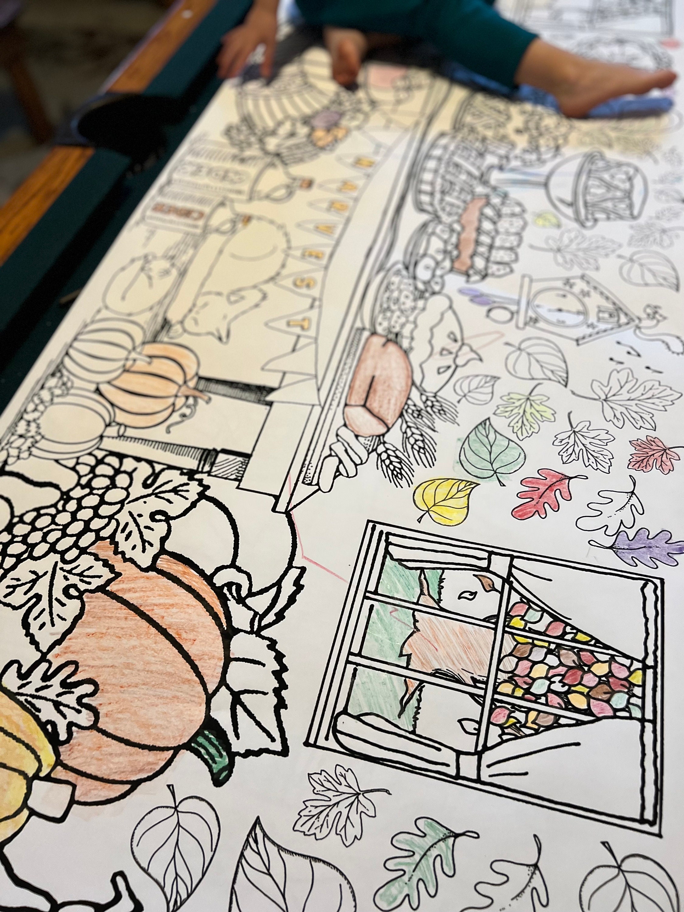 Thanksgiving Coloring Banner – Jumbo Autumn Activity, 24x72 Inches - Etsy