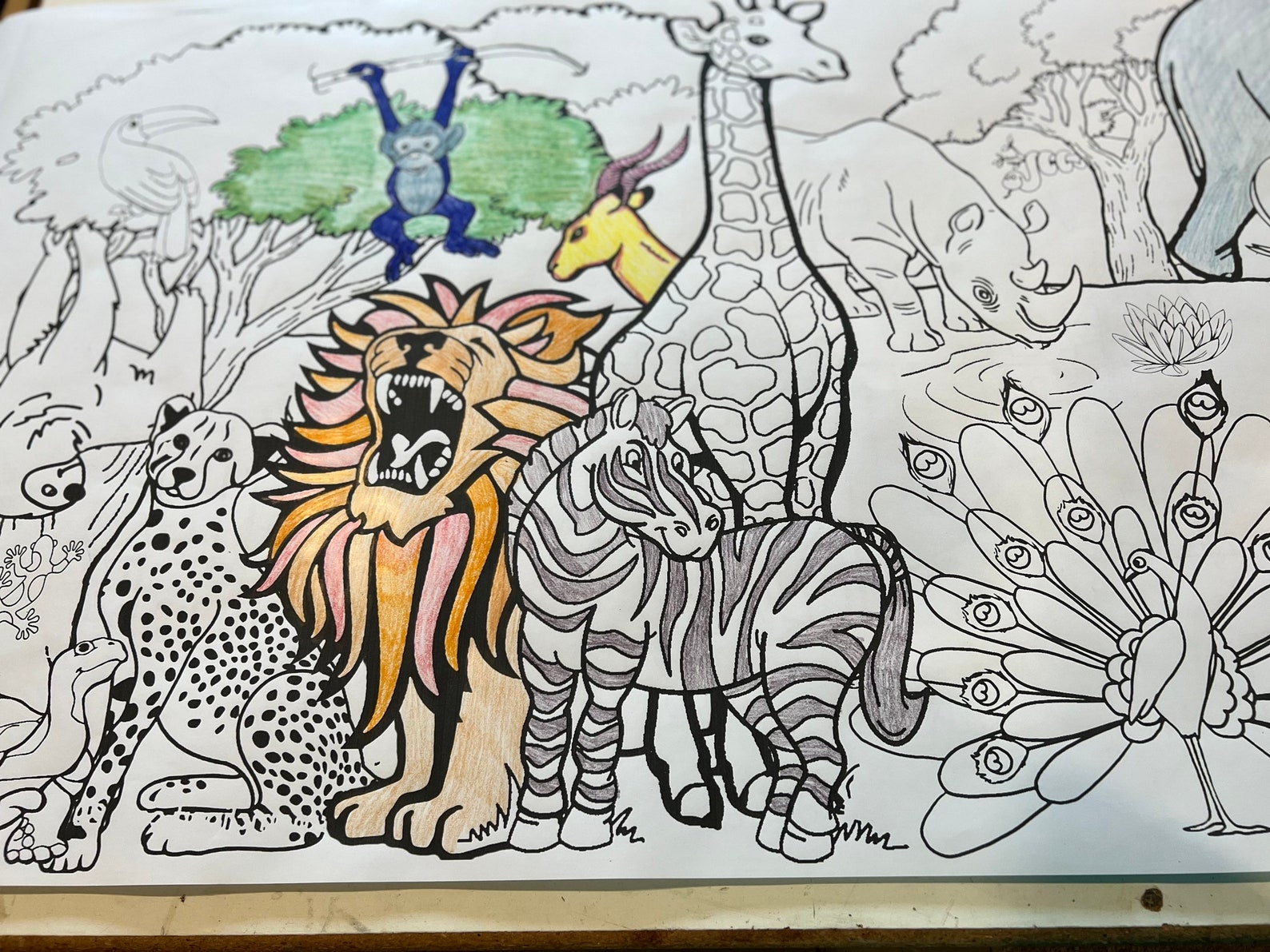 Wild Animals Coloring Activity Banner - Animal Theme Jumbo Activity ...