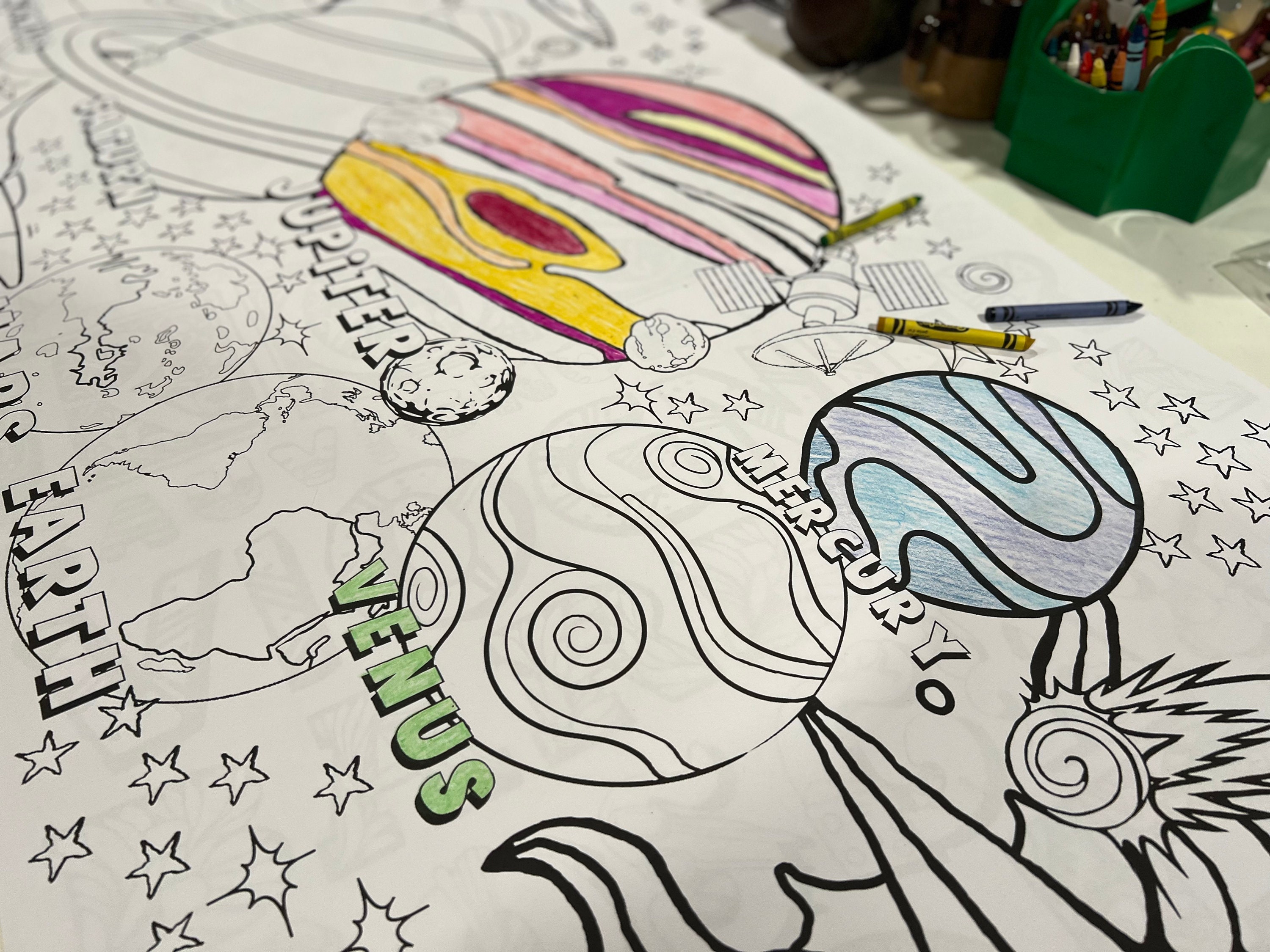 Outer Space Coloring Banner With Maze- Solar System Theme Jumbo ...