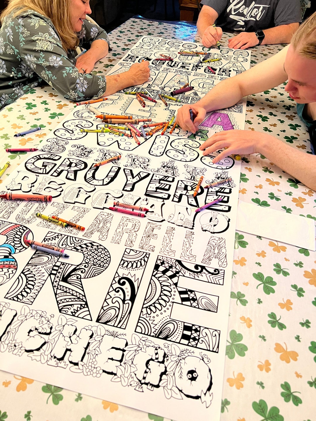 Cheese Please Coloring Activity Banner - Dinner Party Giant Coloring ...