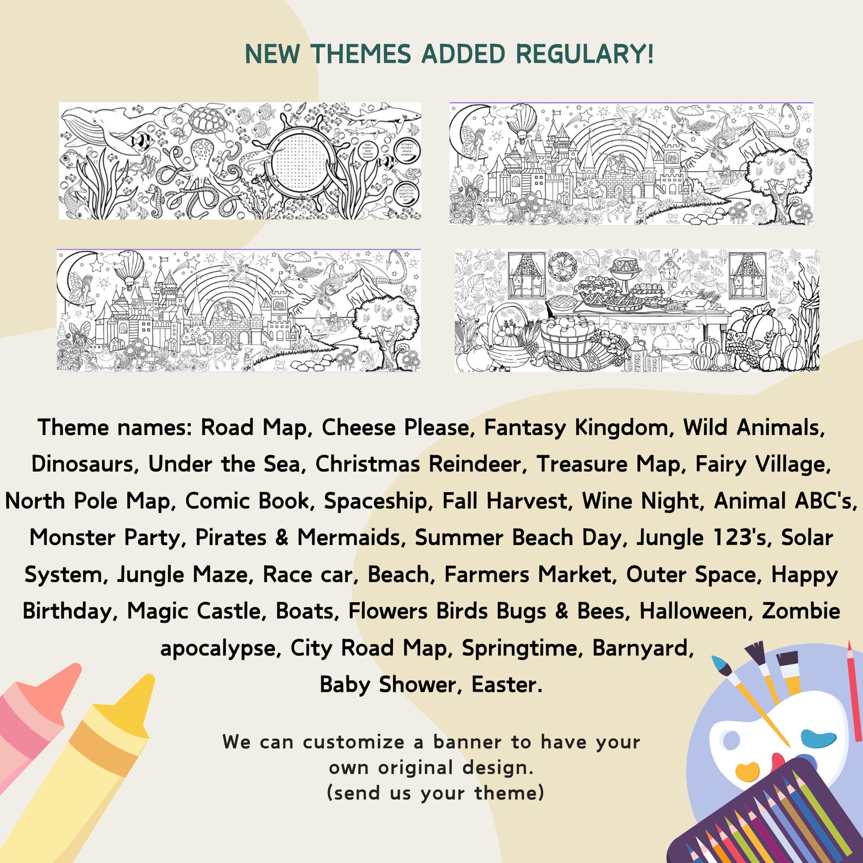 Dinosaur Adventure Map- Giant Coloring Banner, Table Runner, Birthday ...