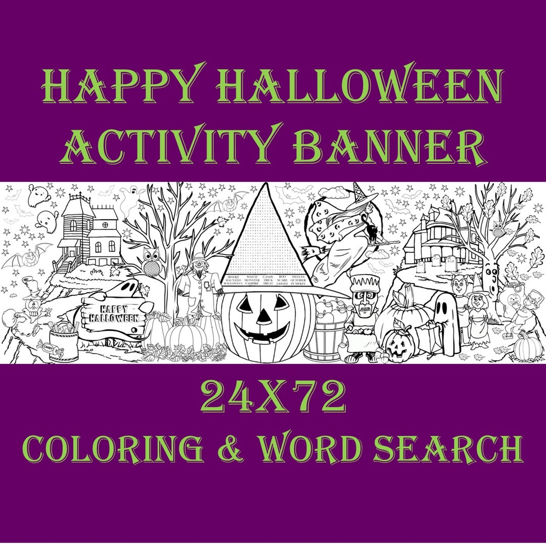 Giant Halloween Activity Banner- Coloring & Word Search- Trick or Treat ...