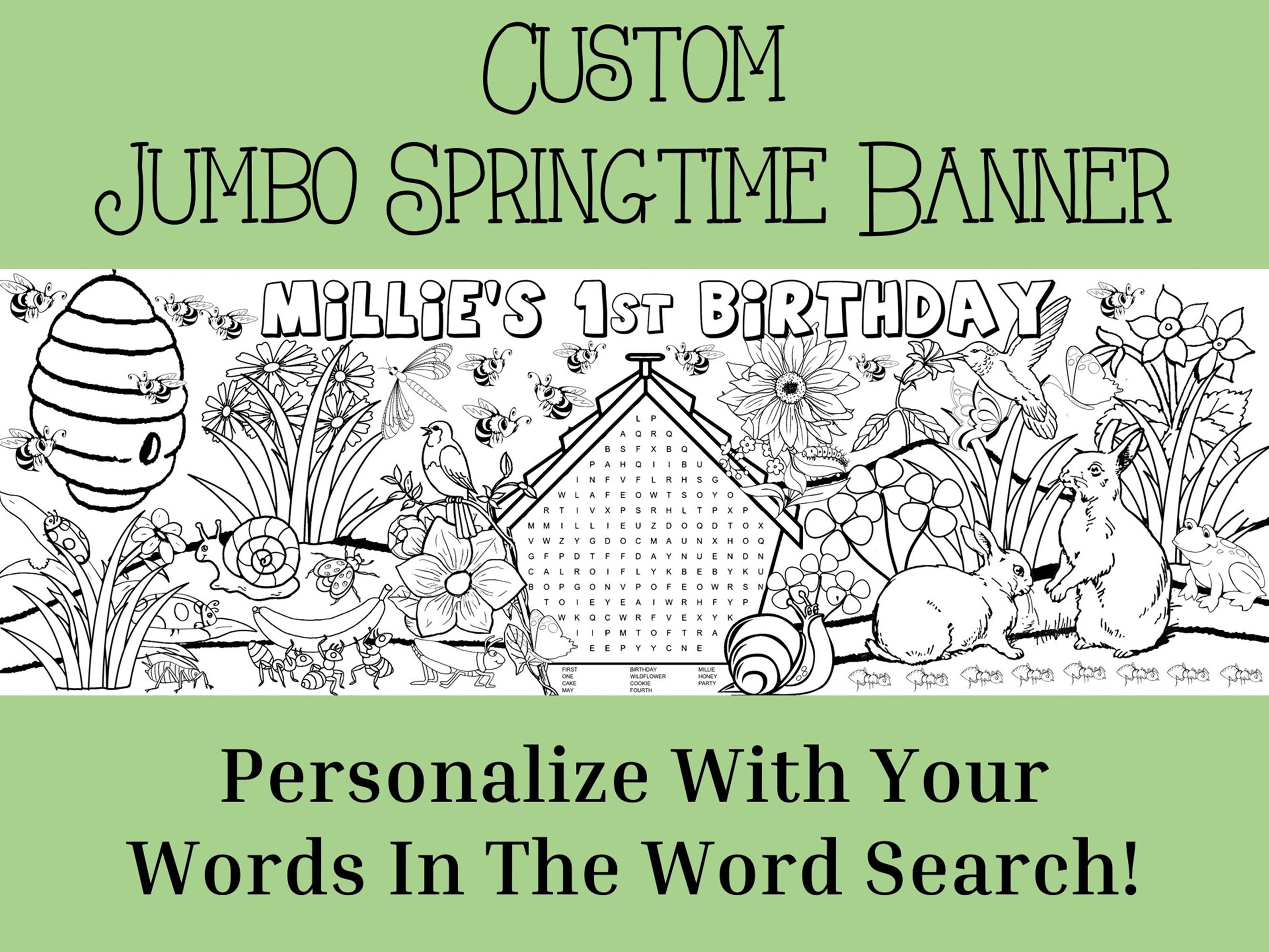 Custom Springtime Coloring Banner – Personalized Word Search - Etsy