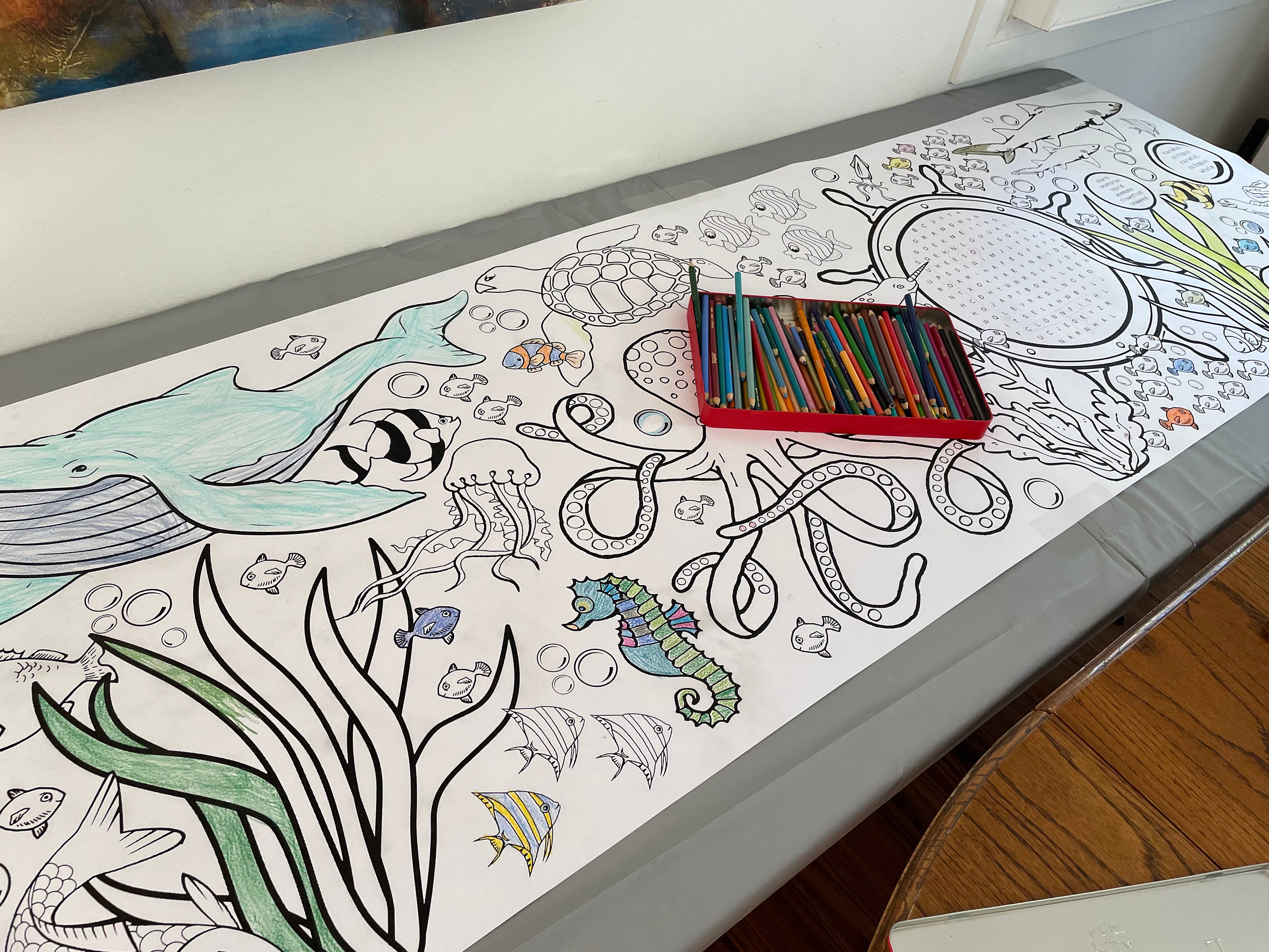 Under the Sea- Coloring Activity Banner With a Word Search, 24x72 ...