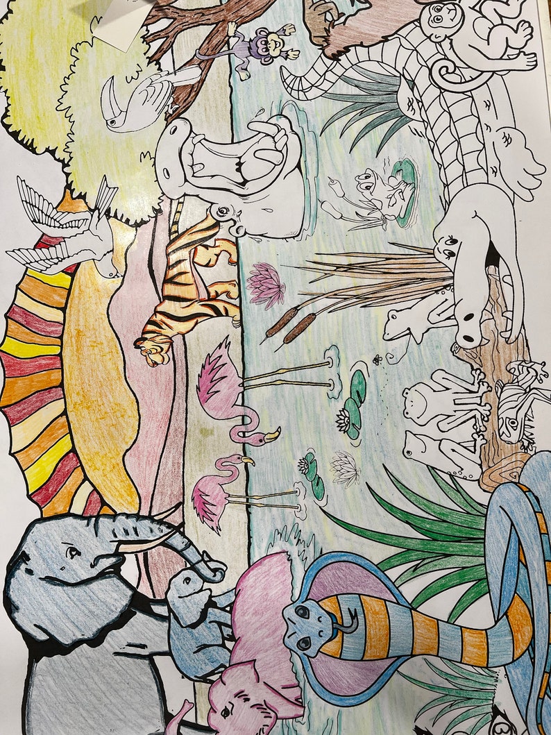 Wild Animals Coloring Activity Banner - Animal Theme Jumbo Activity ...