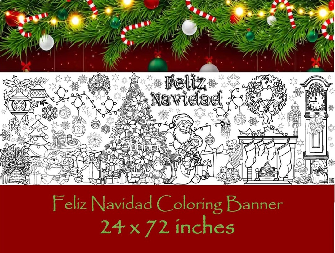 Feliz Navidad Coloring Banner – Christmas Holiday Party Activity (24x72 ...