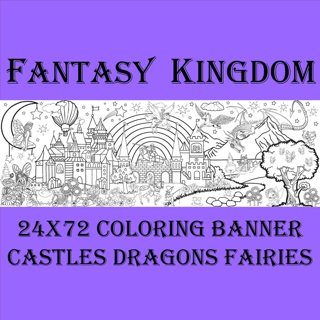 Fantasy Kingdom Coloring Activity Banner - Magic Castle Theme Jumbo ...