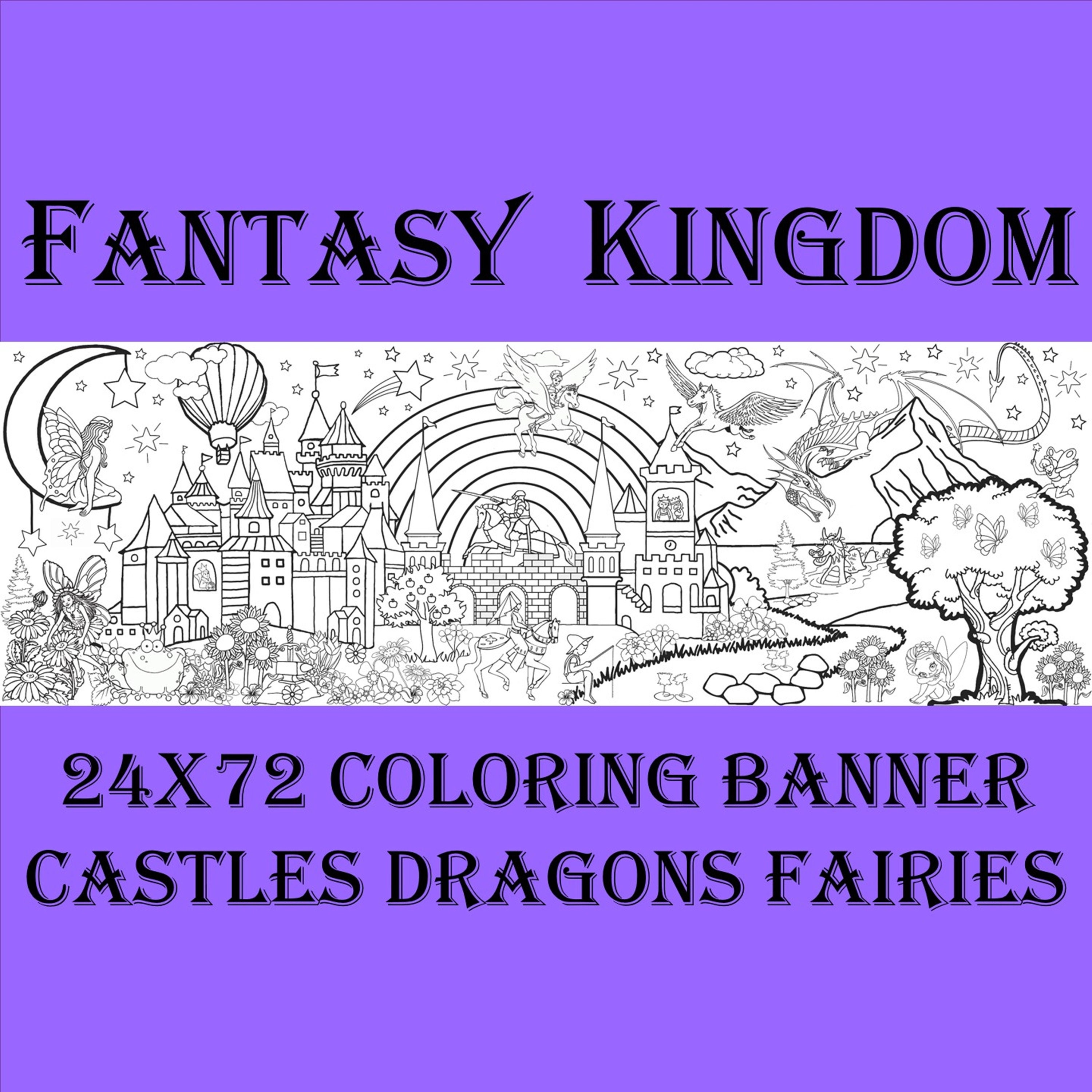 Magic Castle Giant Coloring Page - Fantasy Kingdom Theme Jumbo Banner ...