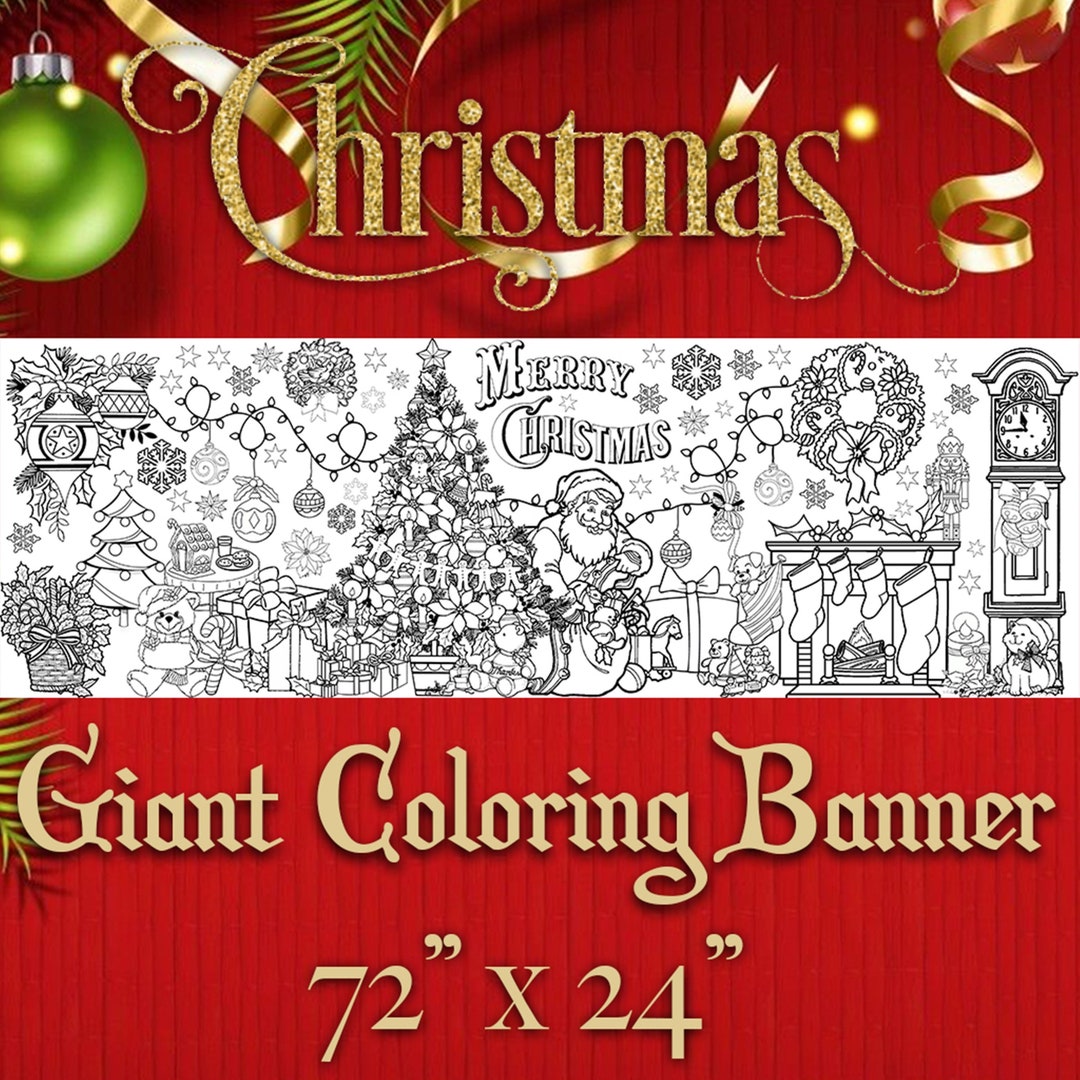 Merry Christmas Coloring Banner Winter Activity Banner - Etsy