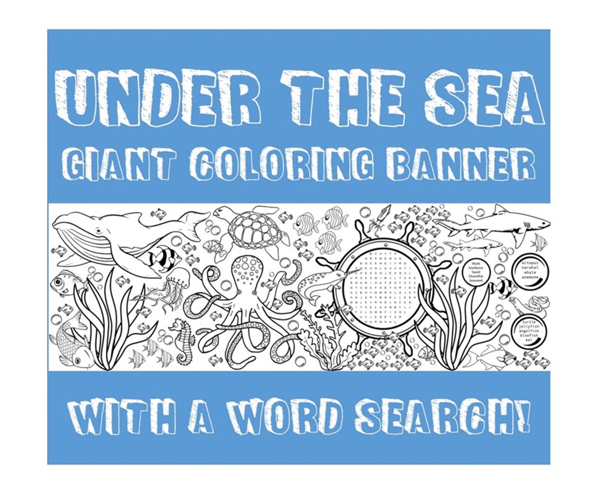 Under the Sea- Coloring Activity Banner With a Word Search, 24x72 ...