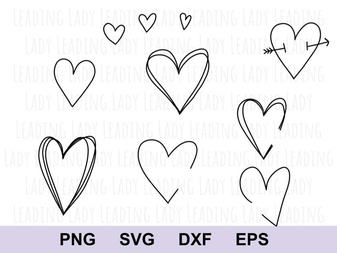 Hearts, Hand Drawn, Digital Files, Multiple Styles, for Print or Cut - Etsy