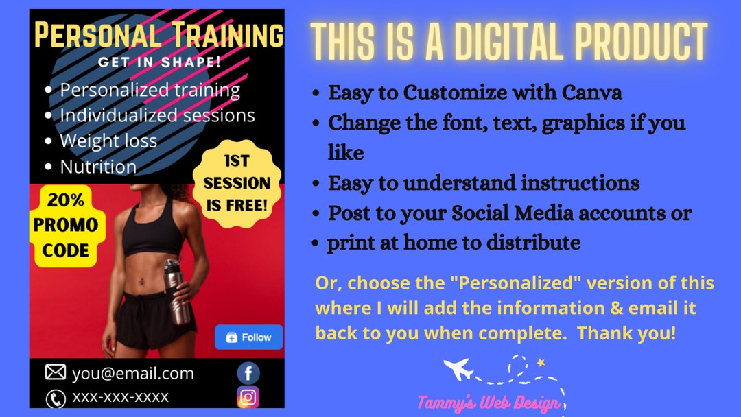 Personal Trainer Flyer Template - Etsy