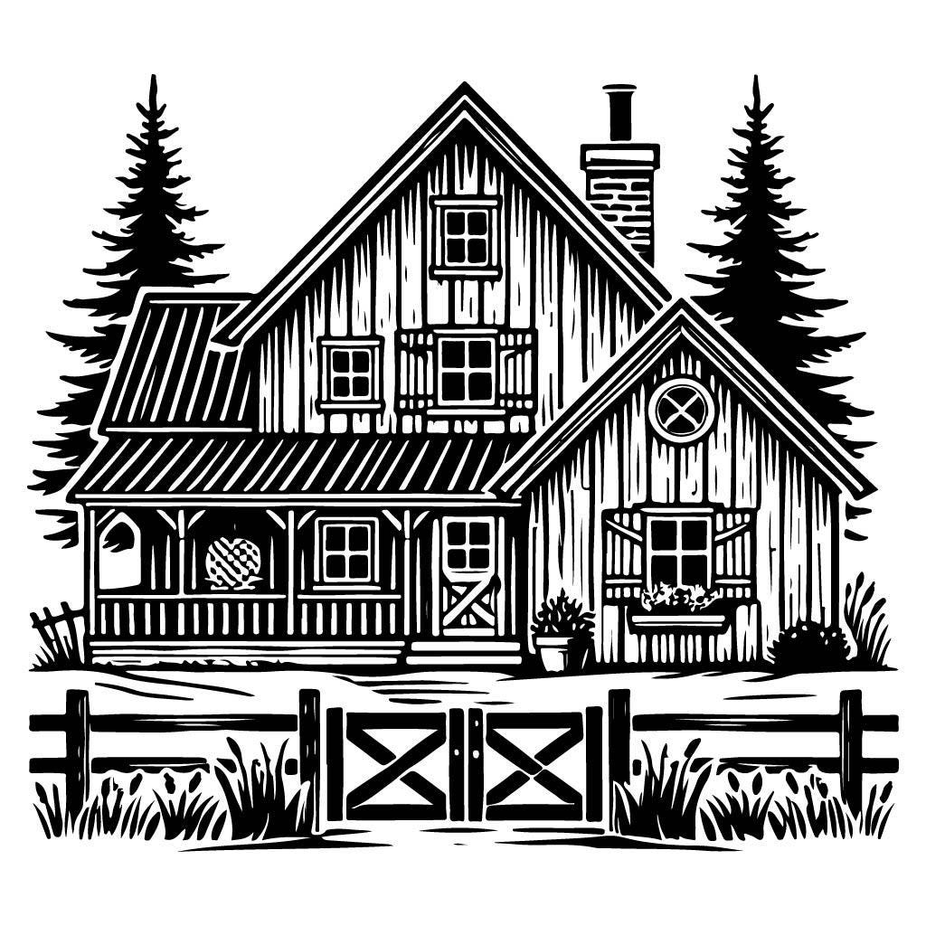 Rustic Farmhouse SVG Black and White SVG Vector File for Laser Cutting ...