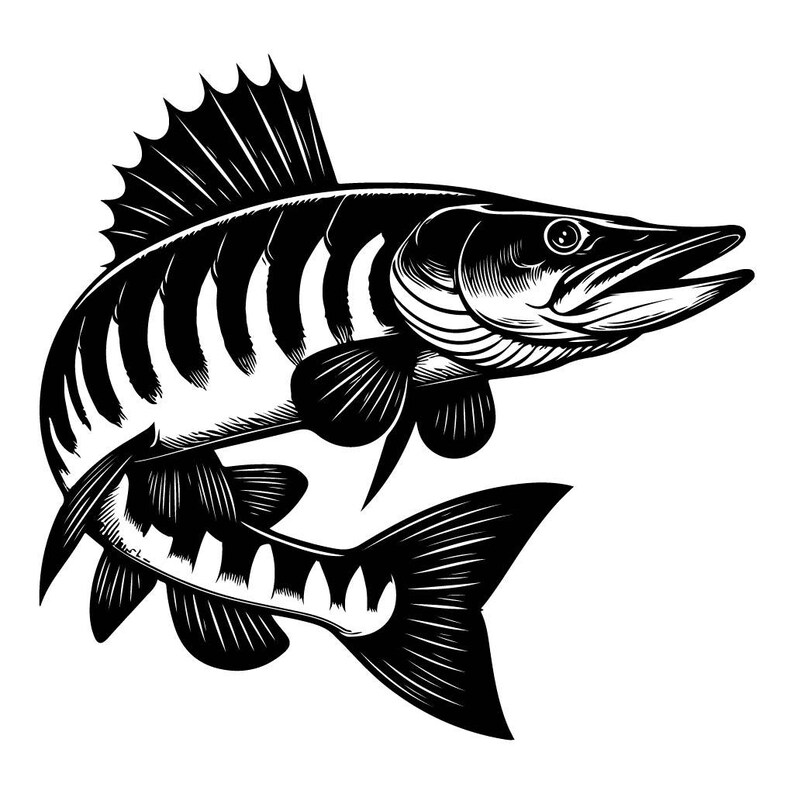 Muskellunge Muskie Fish SVG | Fishing SVG | Black & White Vector File ...