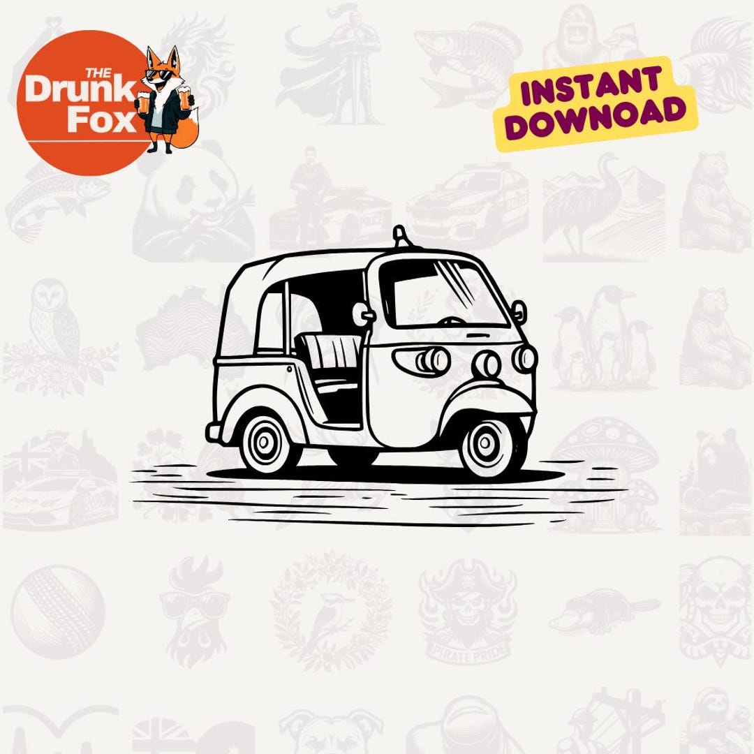Minimal Line Art Tuk Tuk SVG - Driver Outline Clipart - Etsy