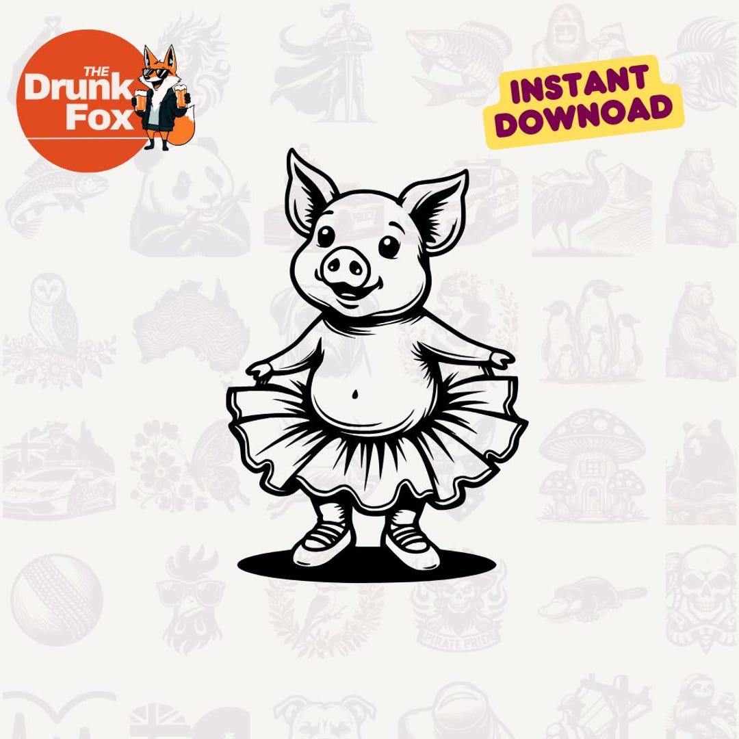Ballet Pig SVG - Adorable Pig in Tutu SVG for Dance and Funny Crafts - Etsy