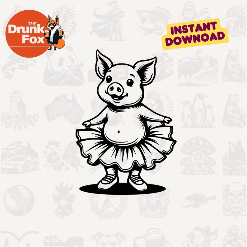 Ballet Pig SVG - Adorable Pig in Tutu SVG for Dance and Funny Crafts - Etsy