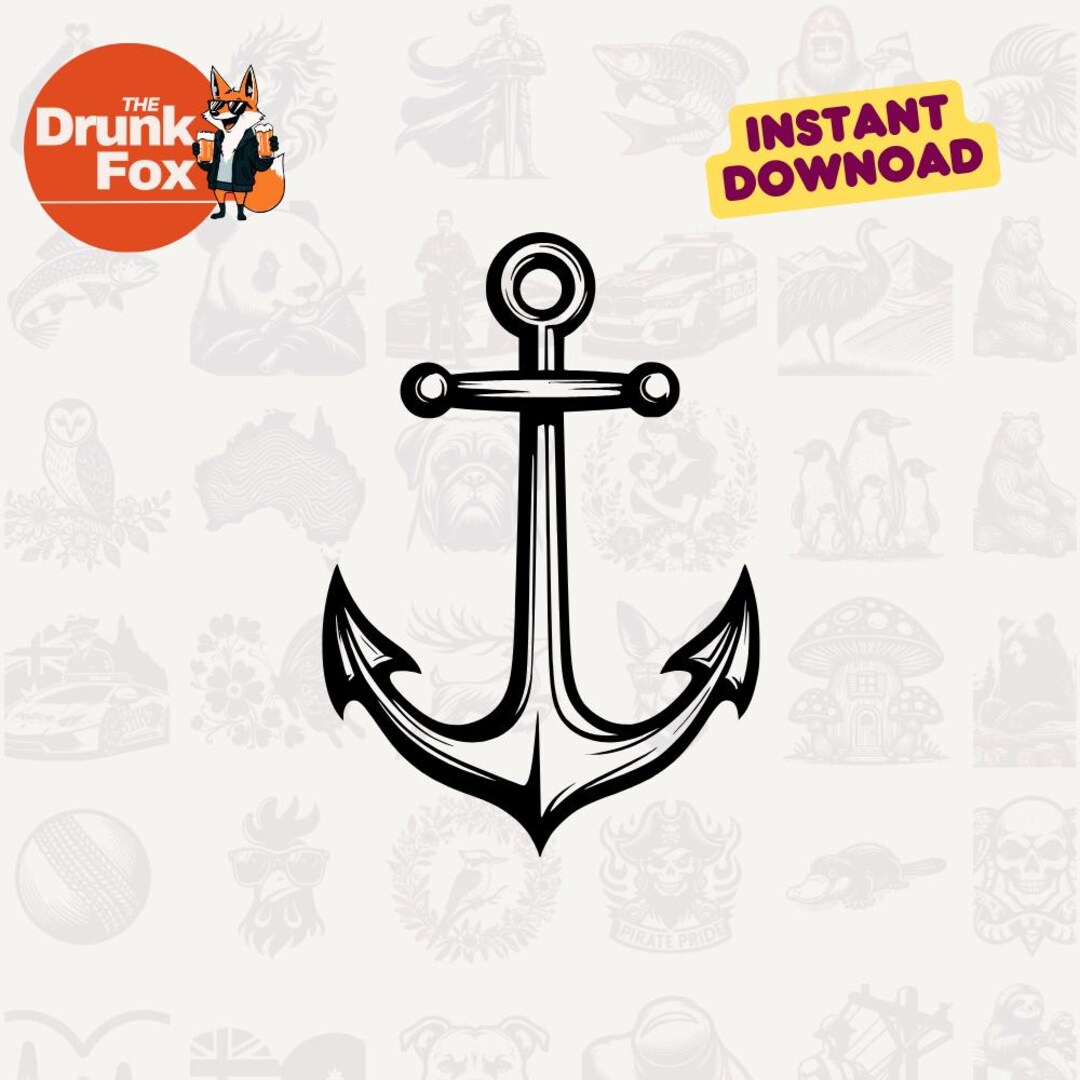 Monoline Anchor SVG Clipart | Continuous Line Nautical Vector | Digital ...