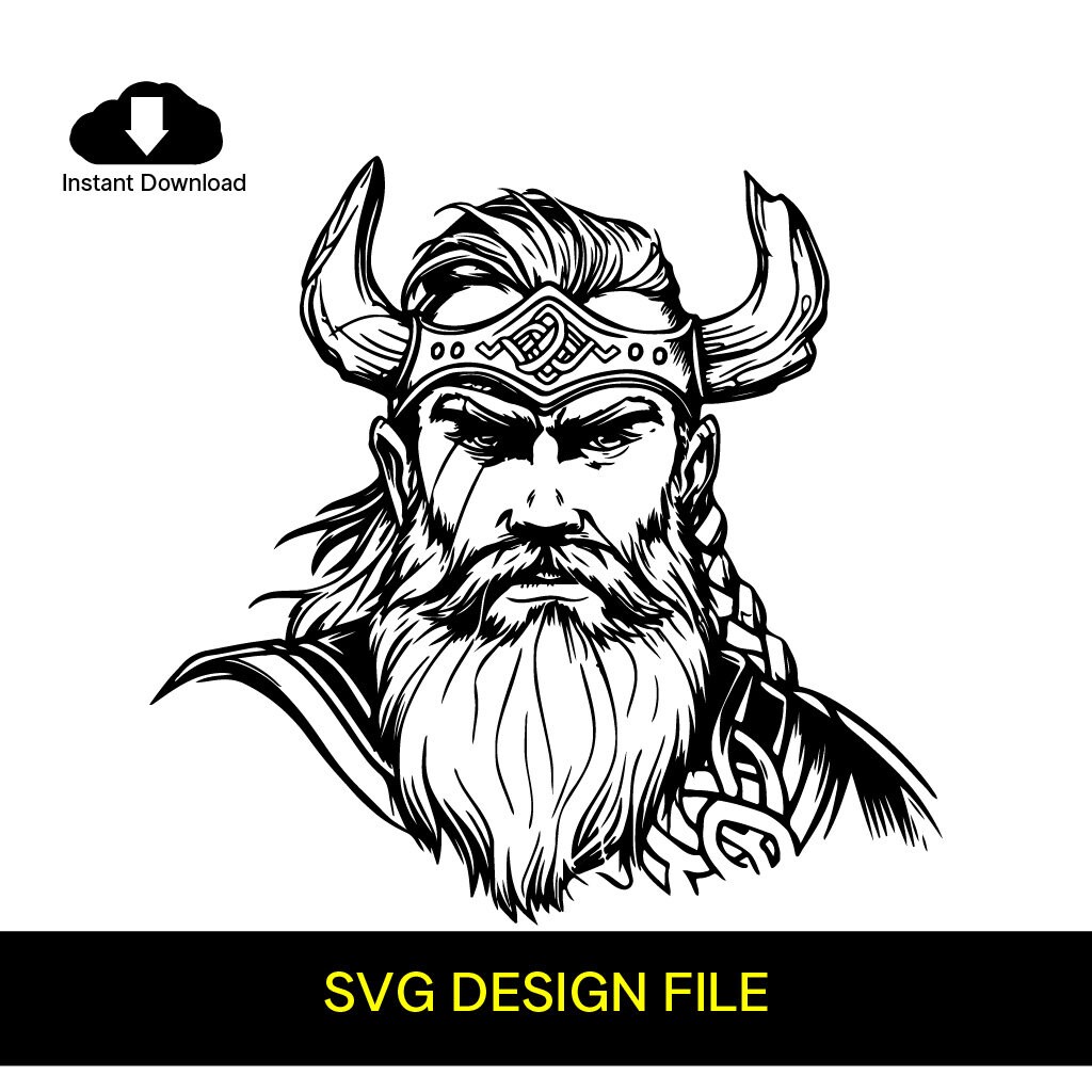 Viking SVG Black and White SVG Vector File for Laser Cutting - Etsy