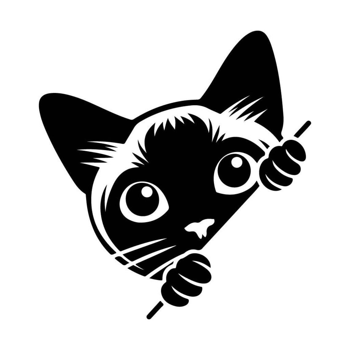 Peeking Siamese Cat SVG 1 | Black & White Vector File for Laser Cutting ...