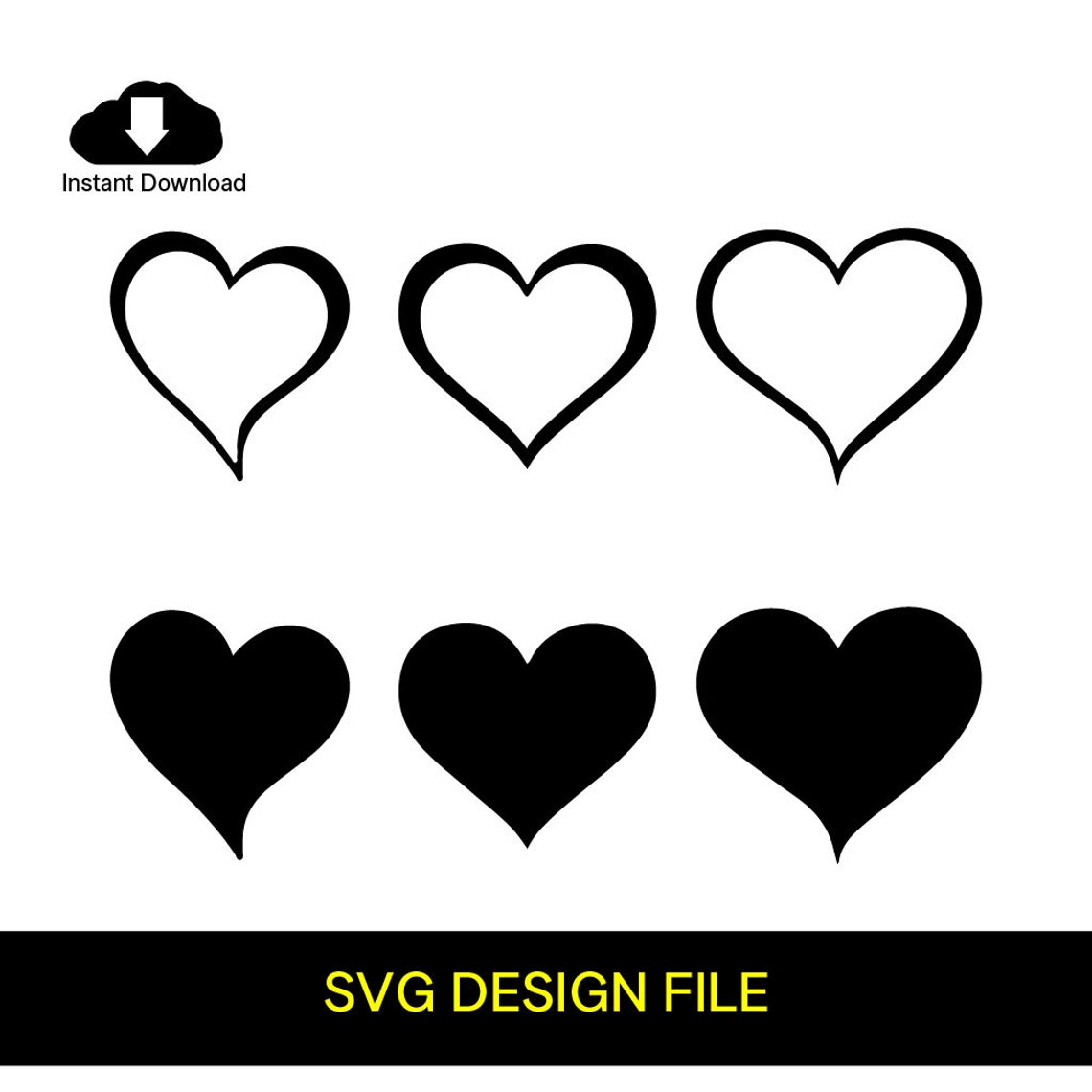 Heart Bundle SVG, Love Heart Bundle Background Black and White SVG ...