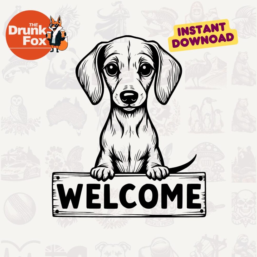 Welcome Dachshund Sign SVG – Cute Dog Door Sign Clipart for Entryway ...