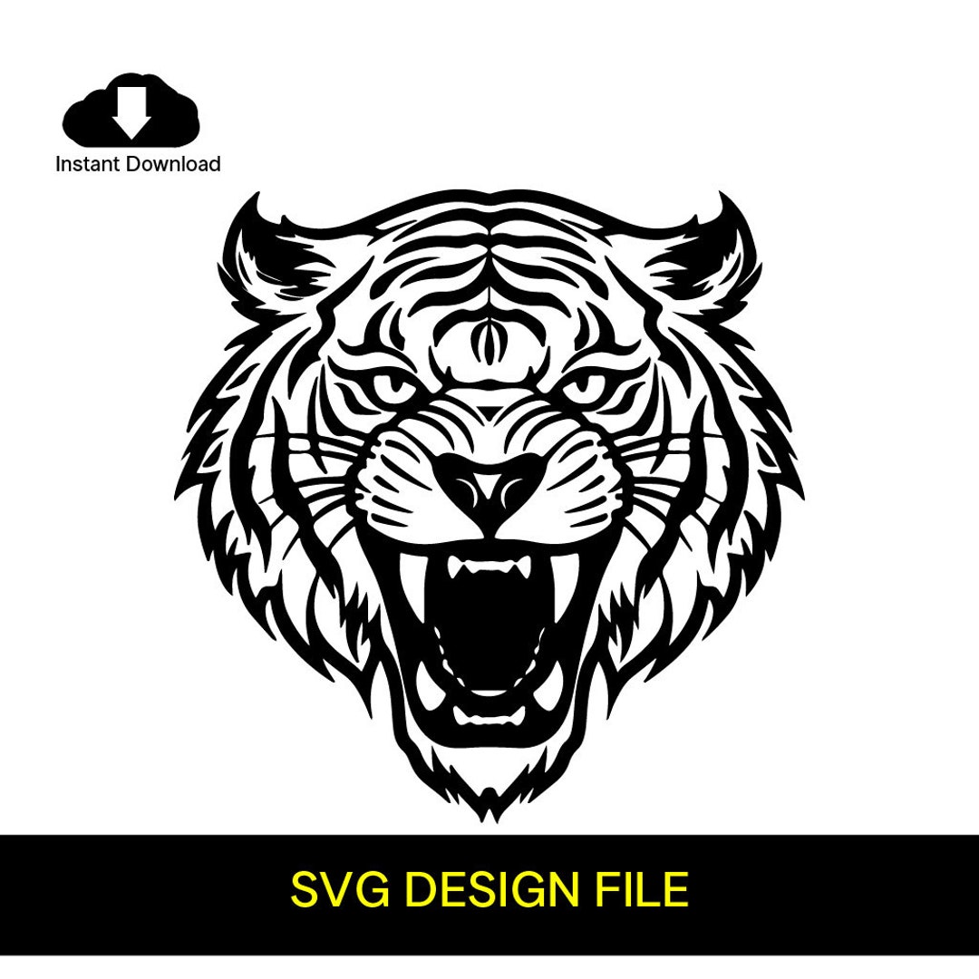 Tiger Head SVG, Tiger Head Instant Download - Background Black and ...