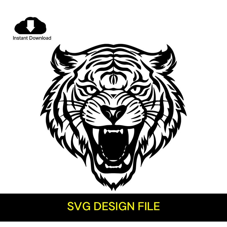 Tiger Head SVG, Tiger Head Instant Download Background Black and White ...
