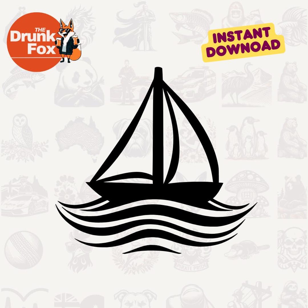 Abstract Wave Pattern Sailboat SVG Clipart | Modern Nautical Vector ...