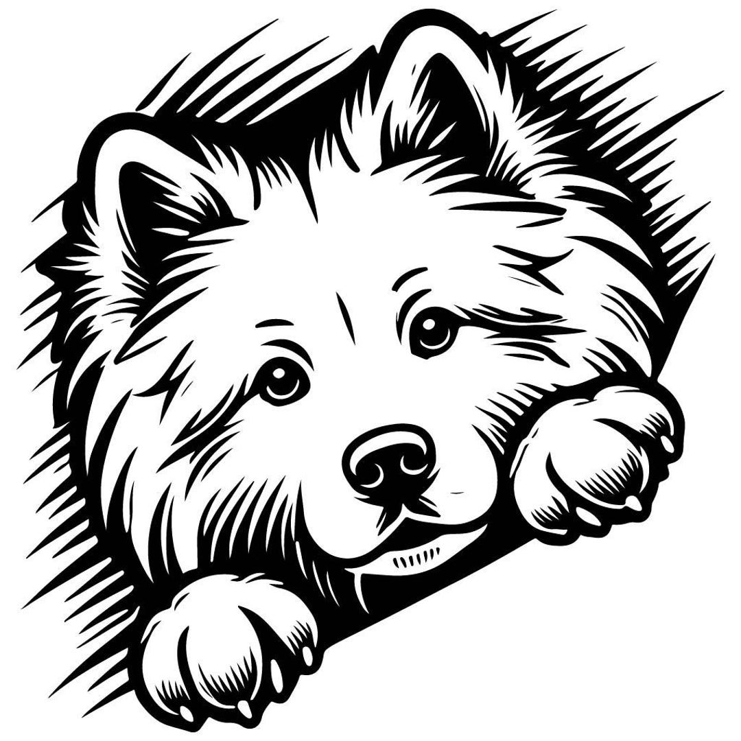 Dog SVG - Peeking Samoyed Dog SVG Vector File for Laser Cutting ...