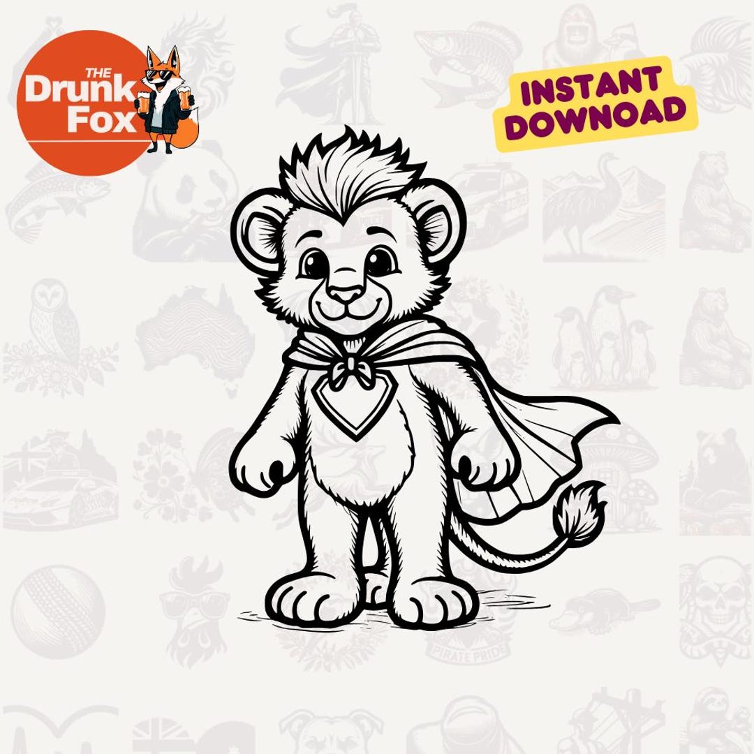 Superhero Lion Cub SVG – Brave Little Lion in Cape Adorable Jungle SVG ...