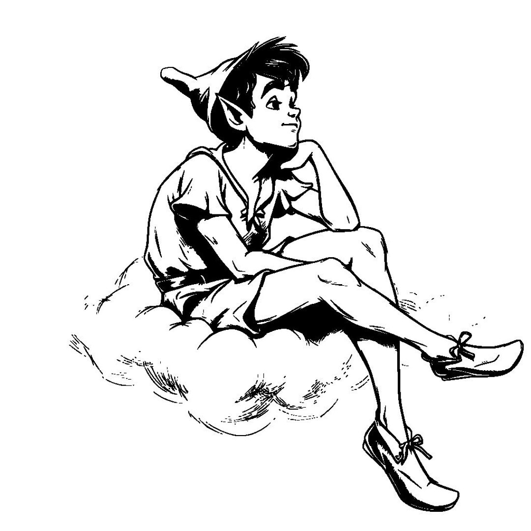 Peter Pan Simple Black and White SVG Vector File for Laser Cutting 2 - Etsy
