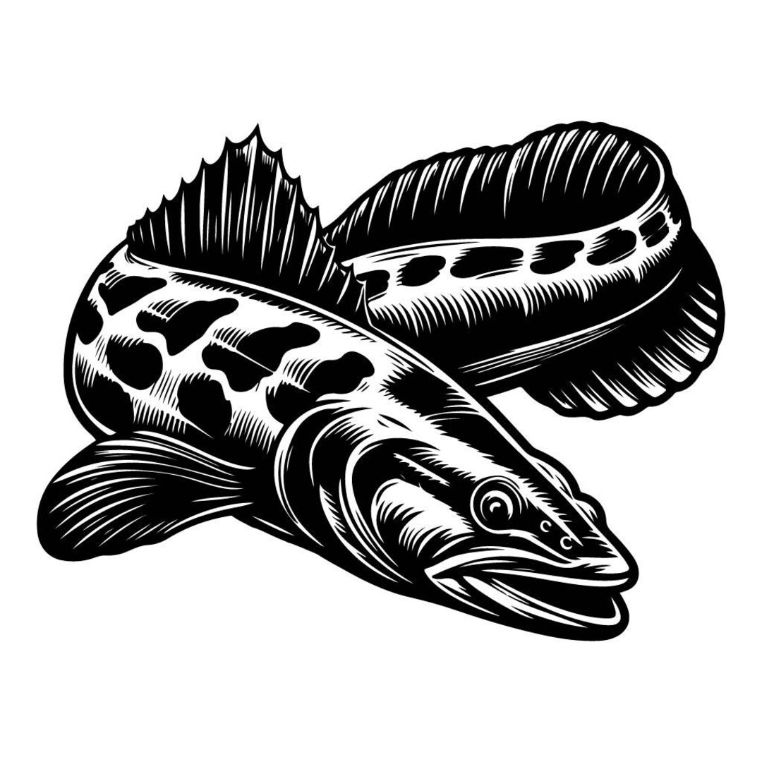 Bowfin Fish SVG | Fishing SVG | Black & White Vector File for Laser ...