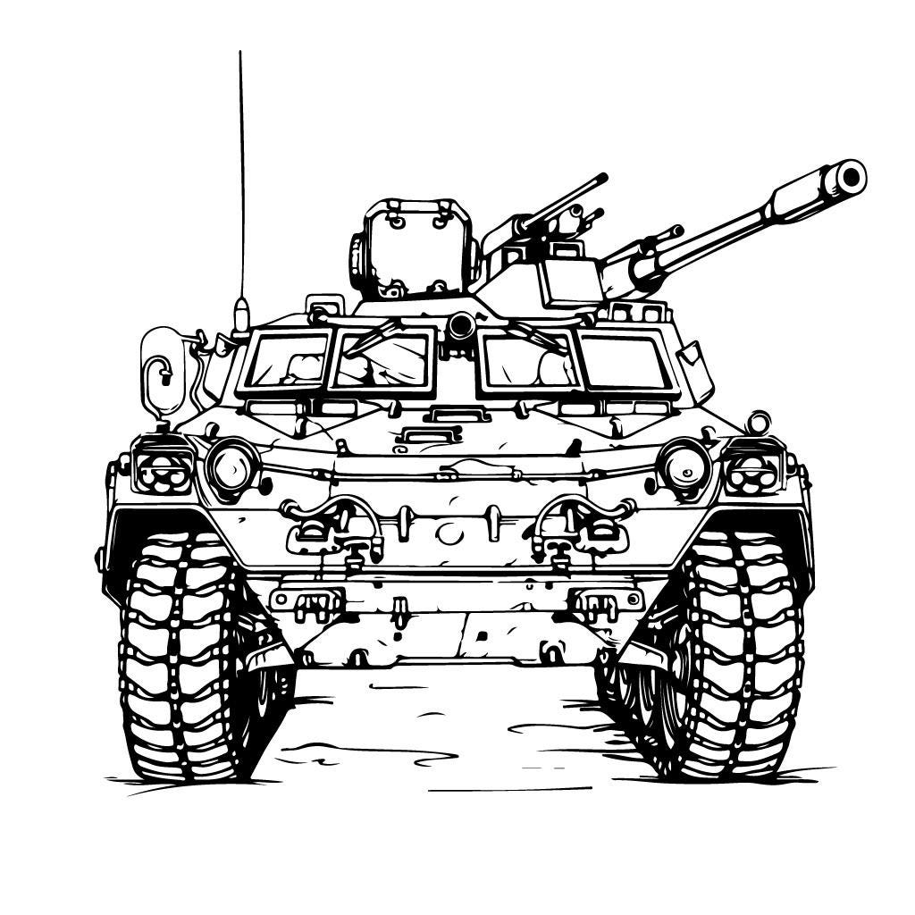 Military Vehicle Line Art Background Black and White SVG Vector File ...