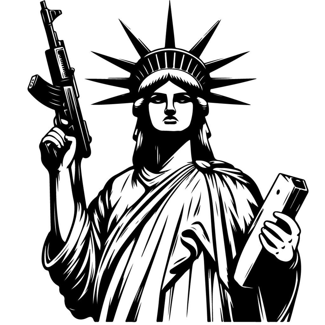 Statue of Liberty Gun SVG | Black & White Laser Cutting File | Unique ...