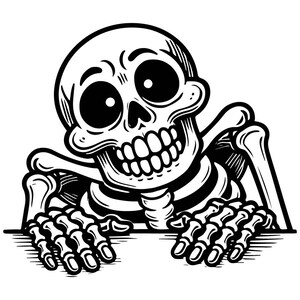 Peeking Skull Skeleton SVG 3 | Black & White Vector File for Laser ...