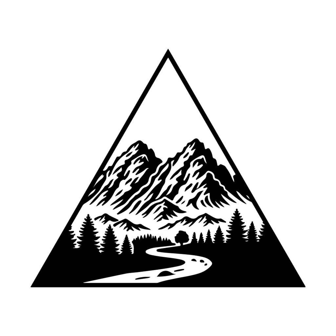 Geometric Mountain SVG Black and White SVG Vector File for Laser ...