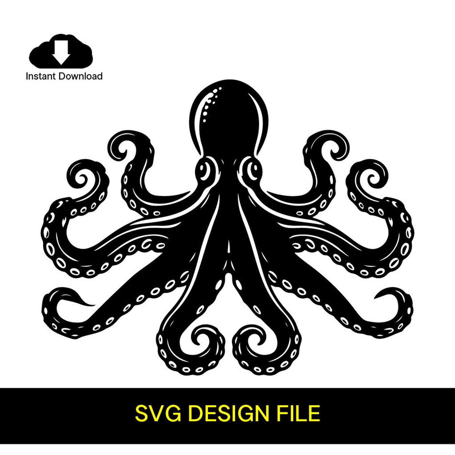 Octopus SVG, Octopus Laser Cutting, Octopus SVG Cut, Octopus Vector SVG ...