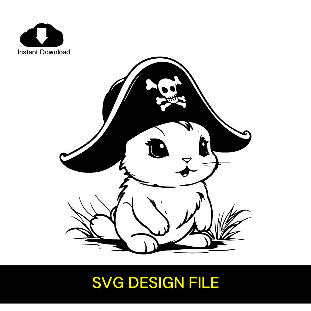 Bunny Pirate Adventure SVG Background Black and White Vector File for ...