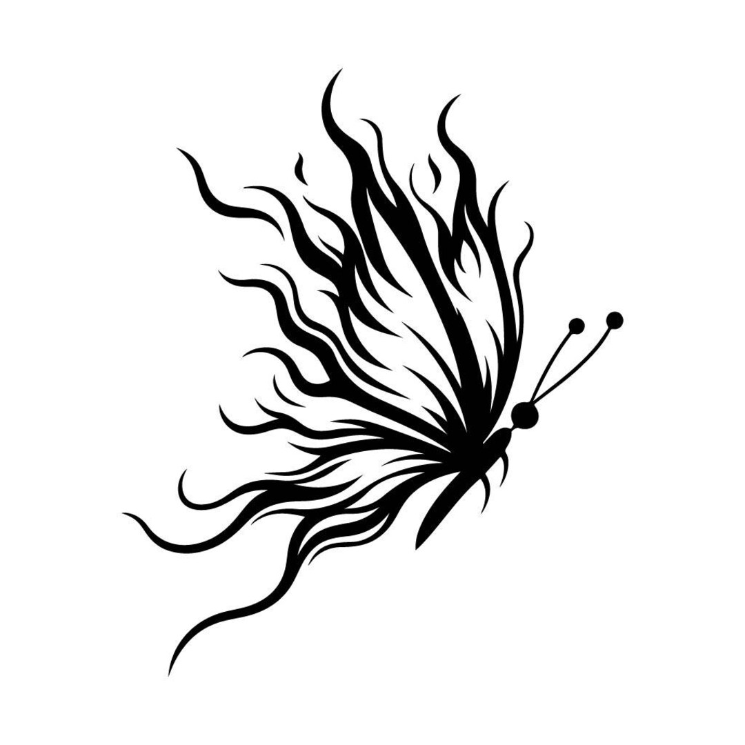 Butterfly Fire SVG Butterfly Tattoo SVG 1 | Vector File for Laser ...