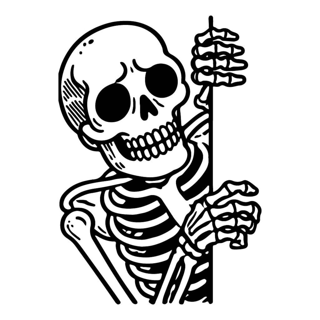 Peeking Skull Skeleton SVG 1 | Black & White Vector File for Laser ...