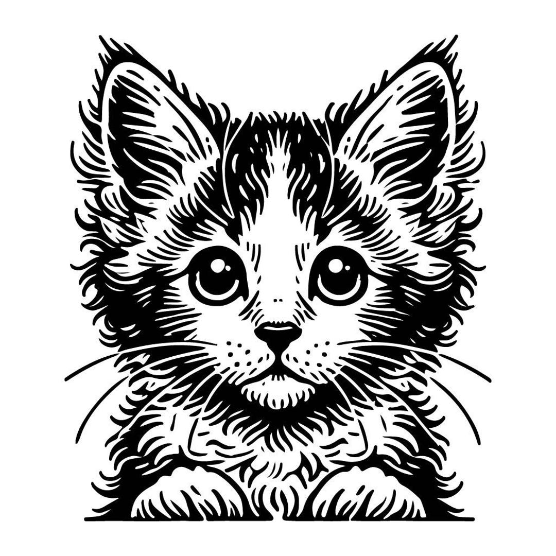 Peeking Lykoi Cat SVG 2 | Black & White Vector File for Laser Cutting ...