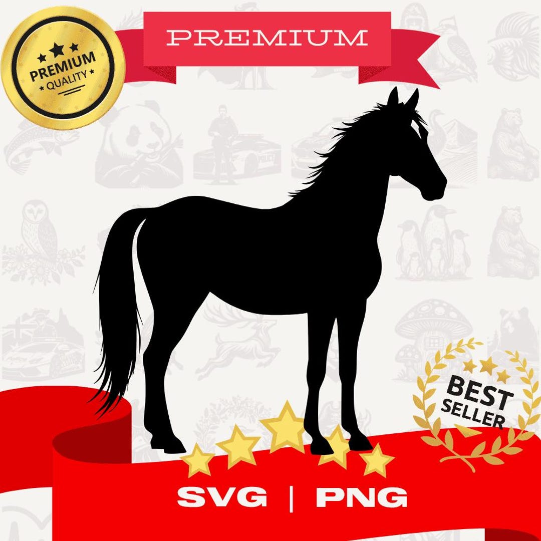Elegant Standing Horse SVG - Full Body Horse Outline Clipart - Etsy