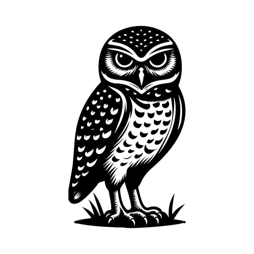 Burrowing Owl SVG Vector File for Laser Cutting | Black & White Vector ...