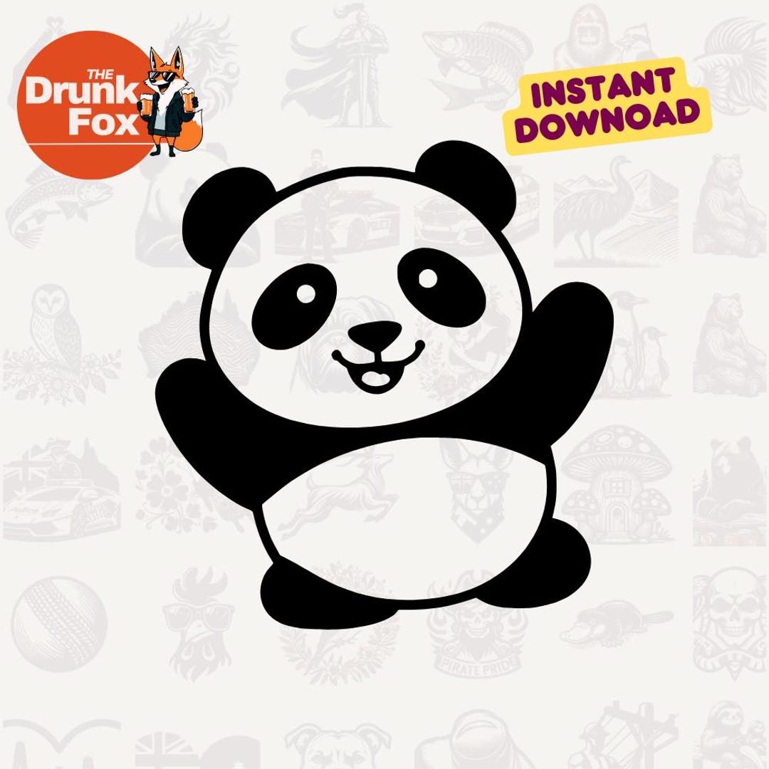 Waving Panda SVG – Chubby Cute Bear Clipart for Kids and Crafts - Etsy