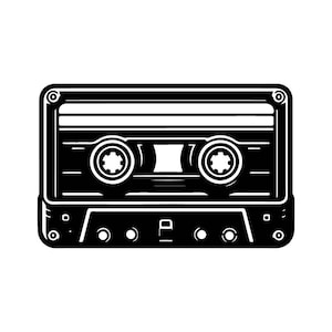 Retro Cassette SVG Black and White SVG Vector File for Laser Cutting 2 ...