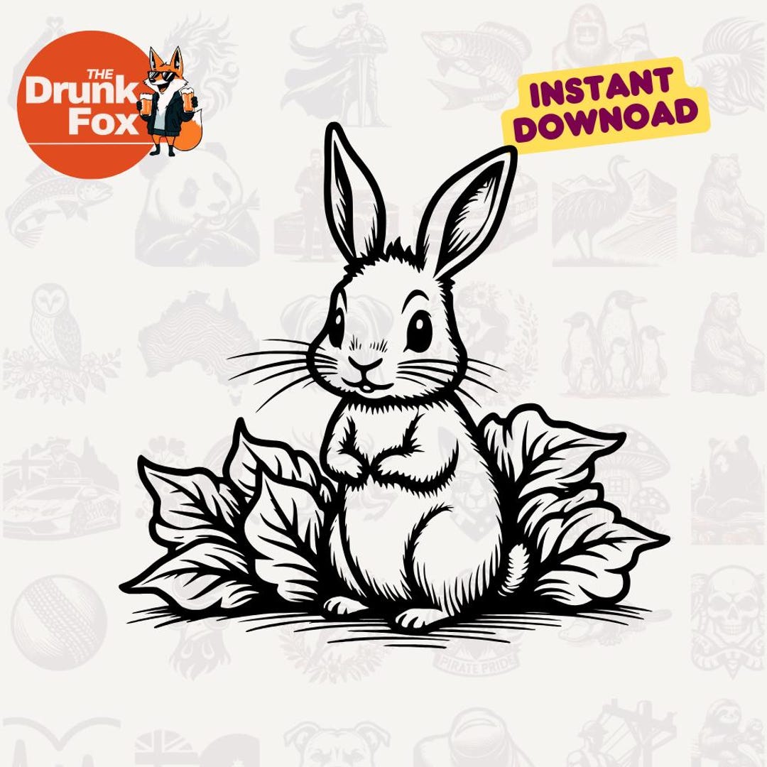 Peter Rabbit Hiding Behind Cabbage SVG Clipart | Beatrix Potter Vector ...