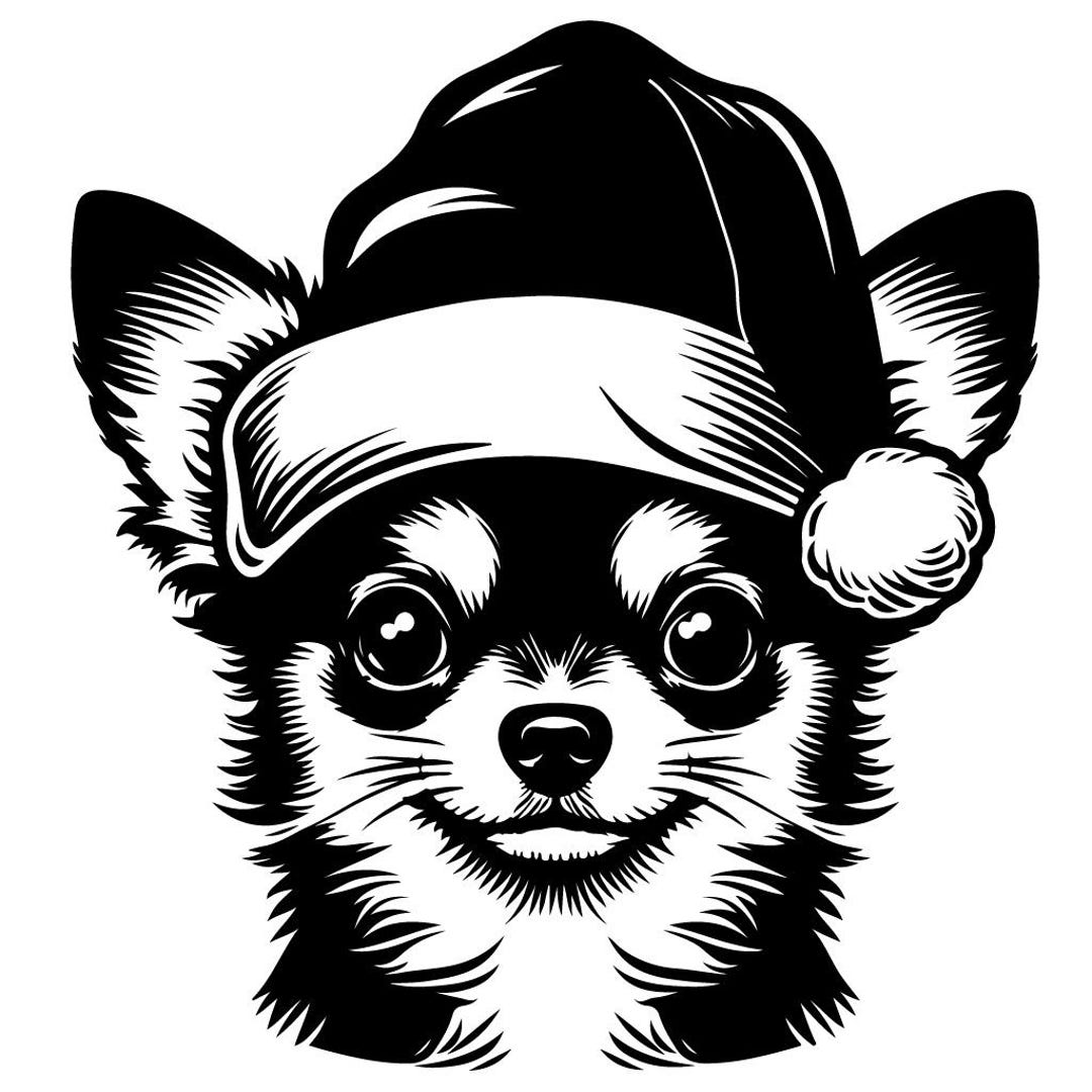 Chihuahua Wearing a Santa Hat SVG 1 | Vector File for Laser Cutting ...
