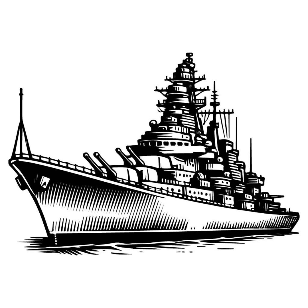 Battle Ship War Ship Battle Wagon SVG Vector File for Laser Cutting 3 ...